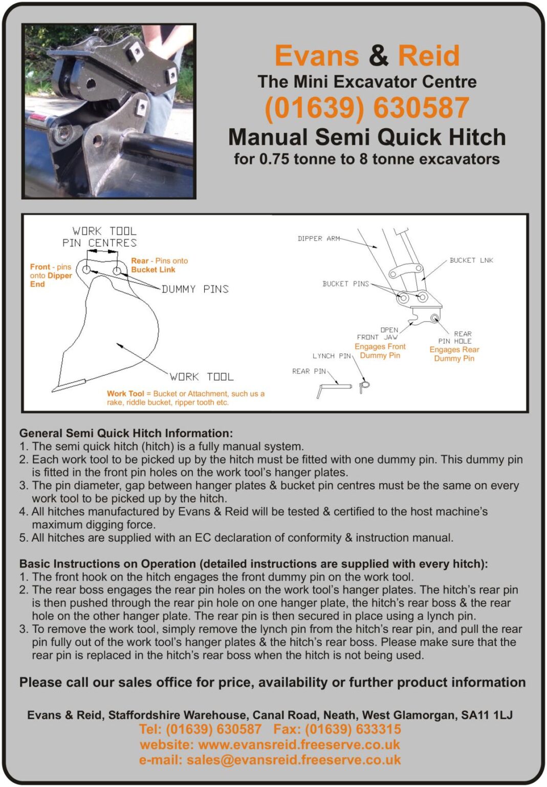 Semi Quick Hitch Coupler for JCB 19C-1 - Mini Excavator Centre